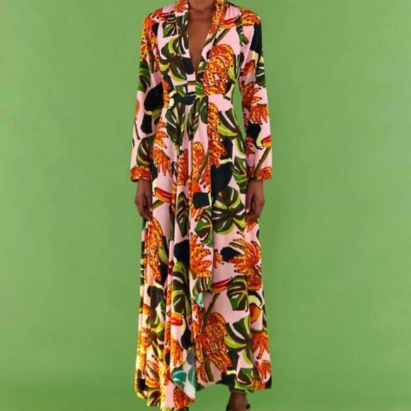 FARM Rio | Dresses | Farm Rio Toucananas Maxi Dress In Pink Xs | Poshmark